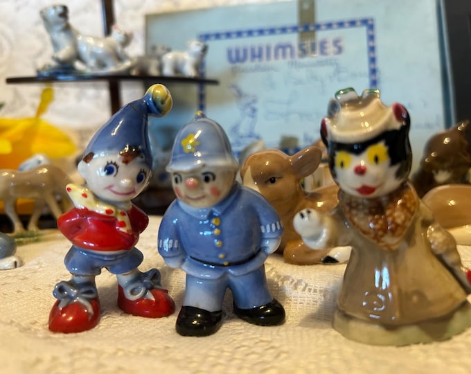 Wade Whimsies Figurines Noddy Series-noddy; Mr. Plod; Ms. Fluffy Cat ...