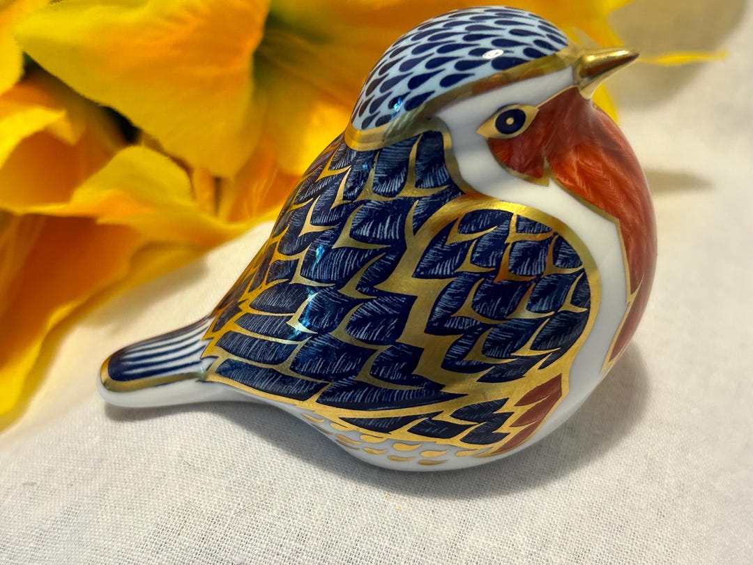 Royal Crown Derby Imari Robin-bird Paperweight Gold Stopper Red Royal ...