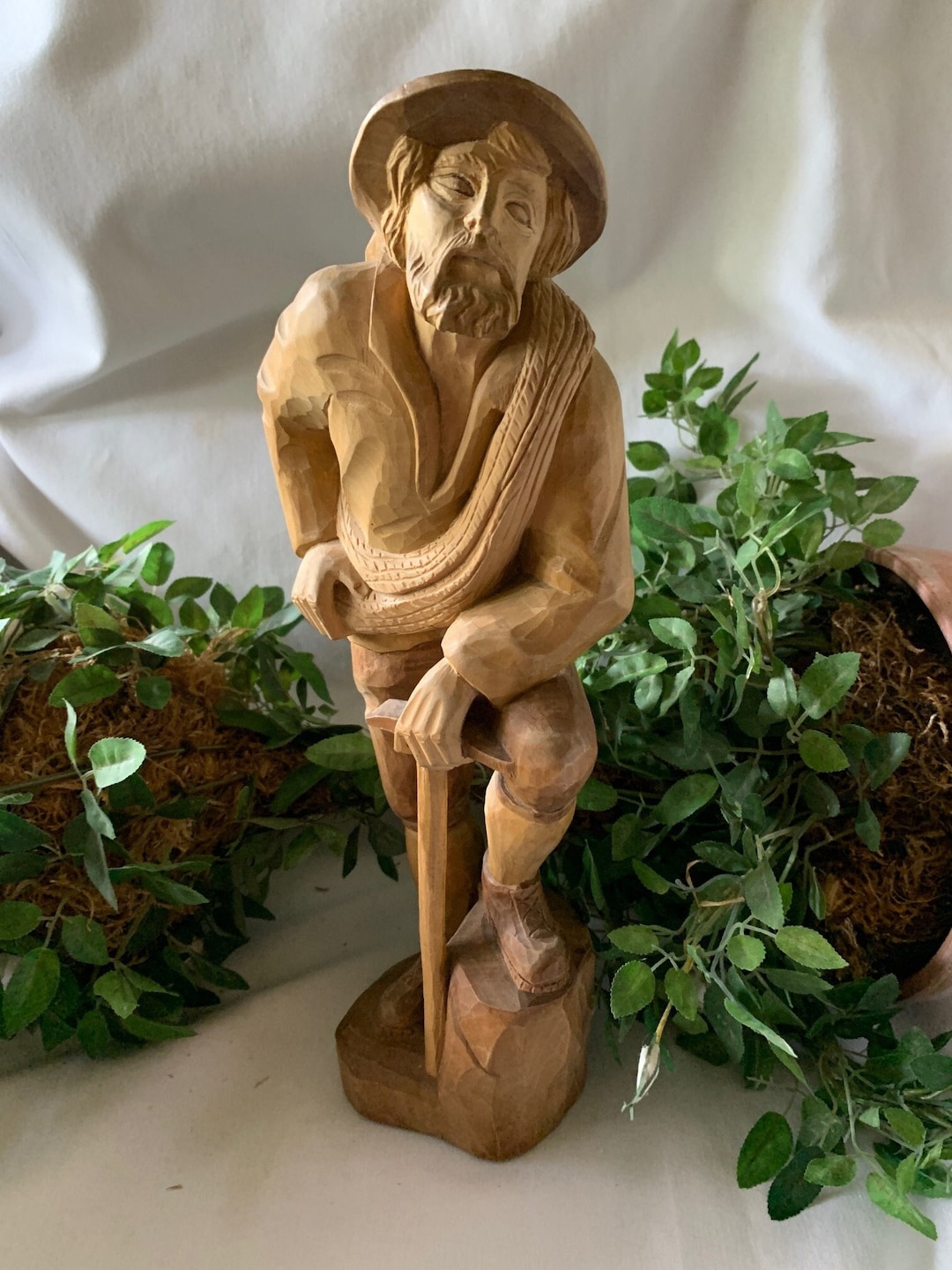 Hand Carved Wood Mountain Climber Figurine W/climbing Pick and Rope ...