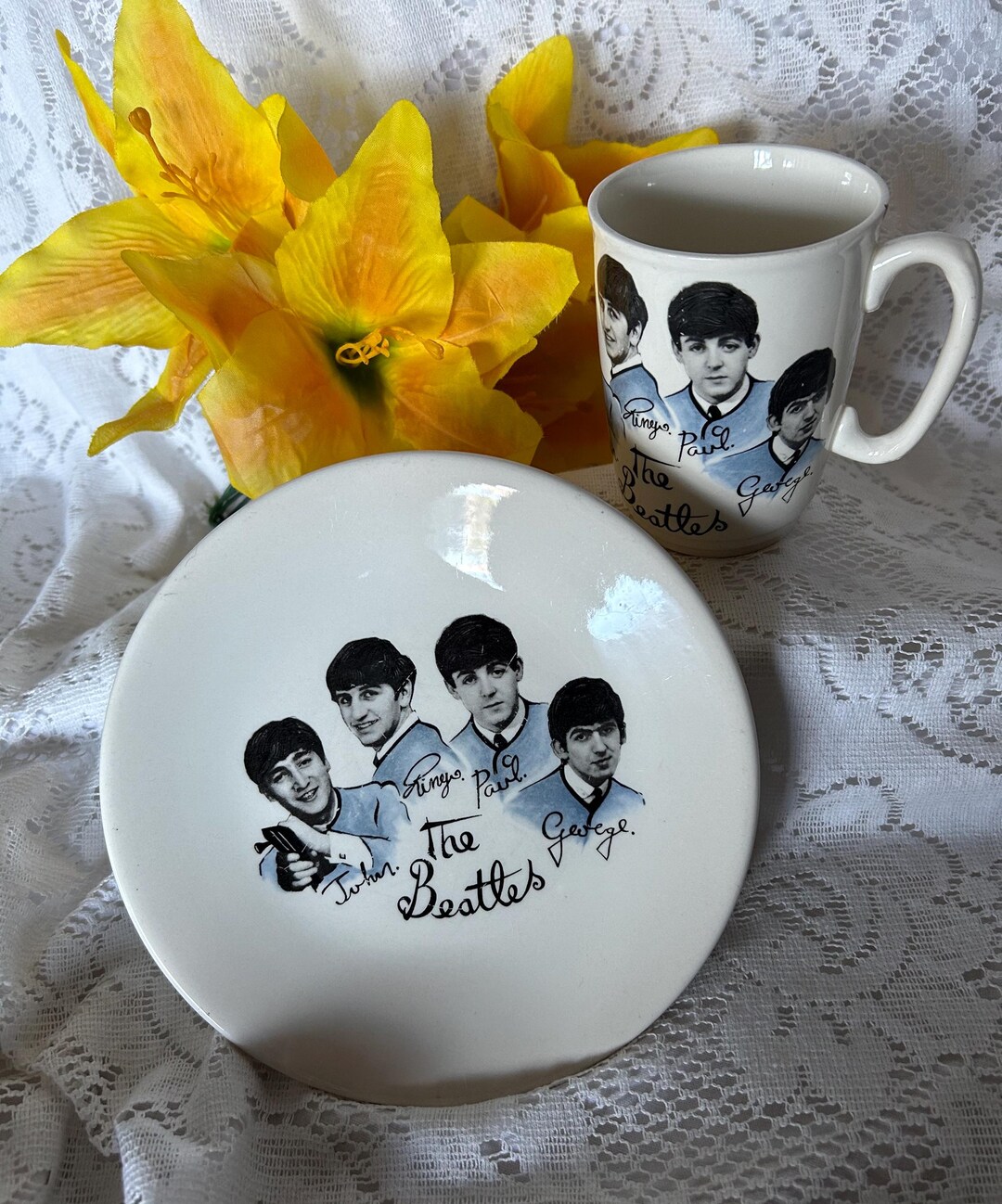 The Beatles John-paul-george-ringo Decorative Coffee Mug and Plate Made ...