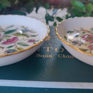 Minton English Bone China Haddon Hall Boxed Set of 2 Floral Coasters Trinket Dishes Minton Bone ...