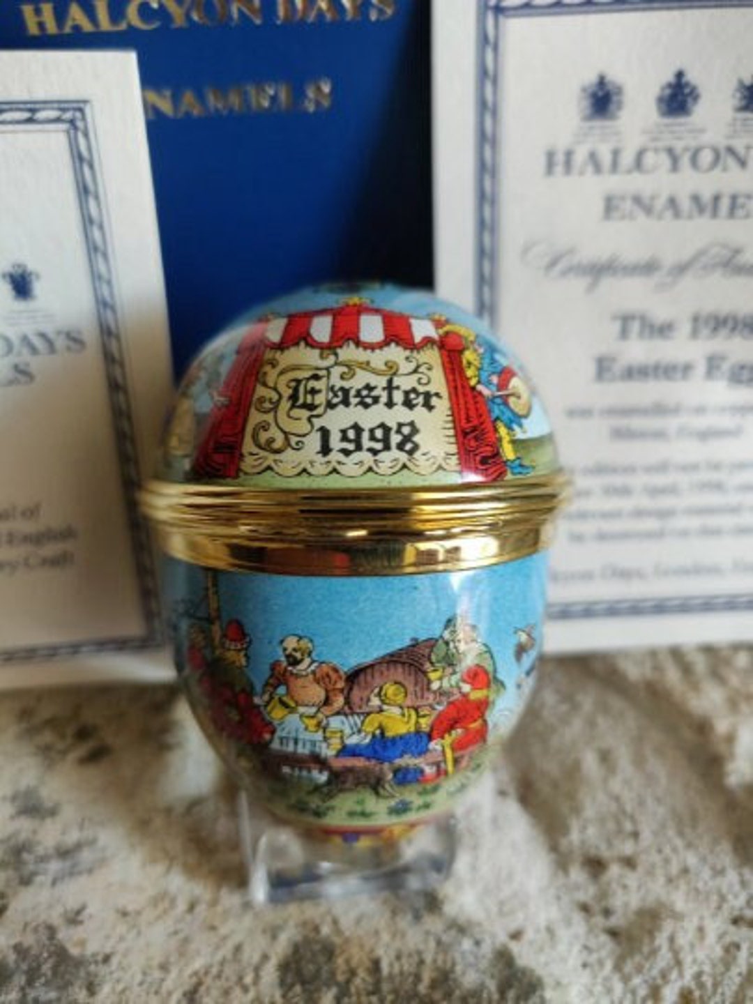 BOXED Easter 1998 Halcyon Days Enamels Hinged Egg Trinket Box Halcyon ...