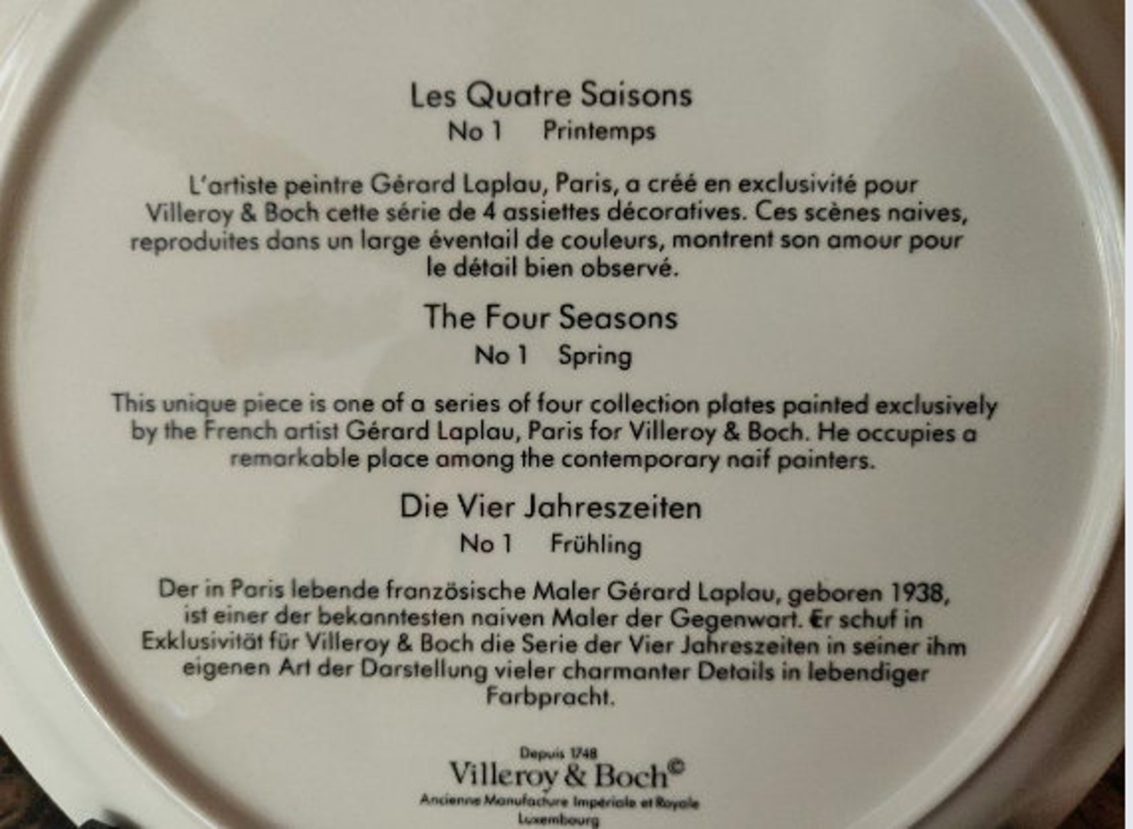 Villeroy & Boch Naif Pattern 9.25" Round No. 1 SPRING Wall Plaque Plate ...