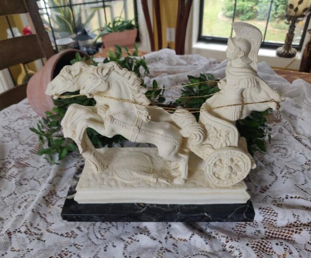 L Toni Roman Gladiator in Chariot W/rearing Horses Shield - Etsy