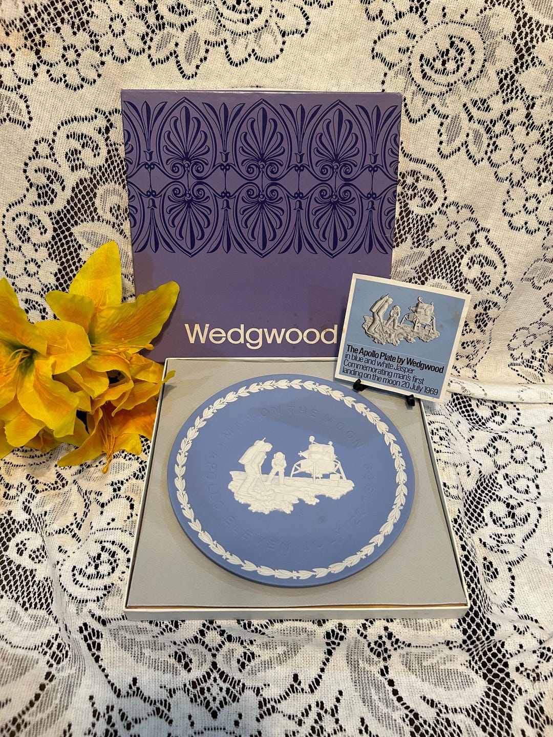 BOXED Wedgwood Pale Blue & White Jasper 8" Plate Commemorating the Man ...