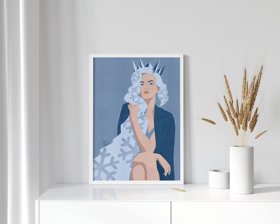 Blue Poster Woman Wall Art The Snow Queen Poster Fashion | Etsy