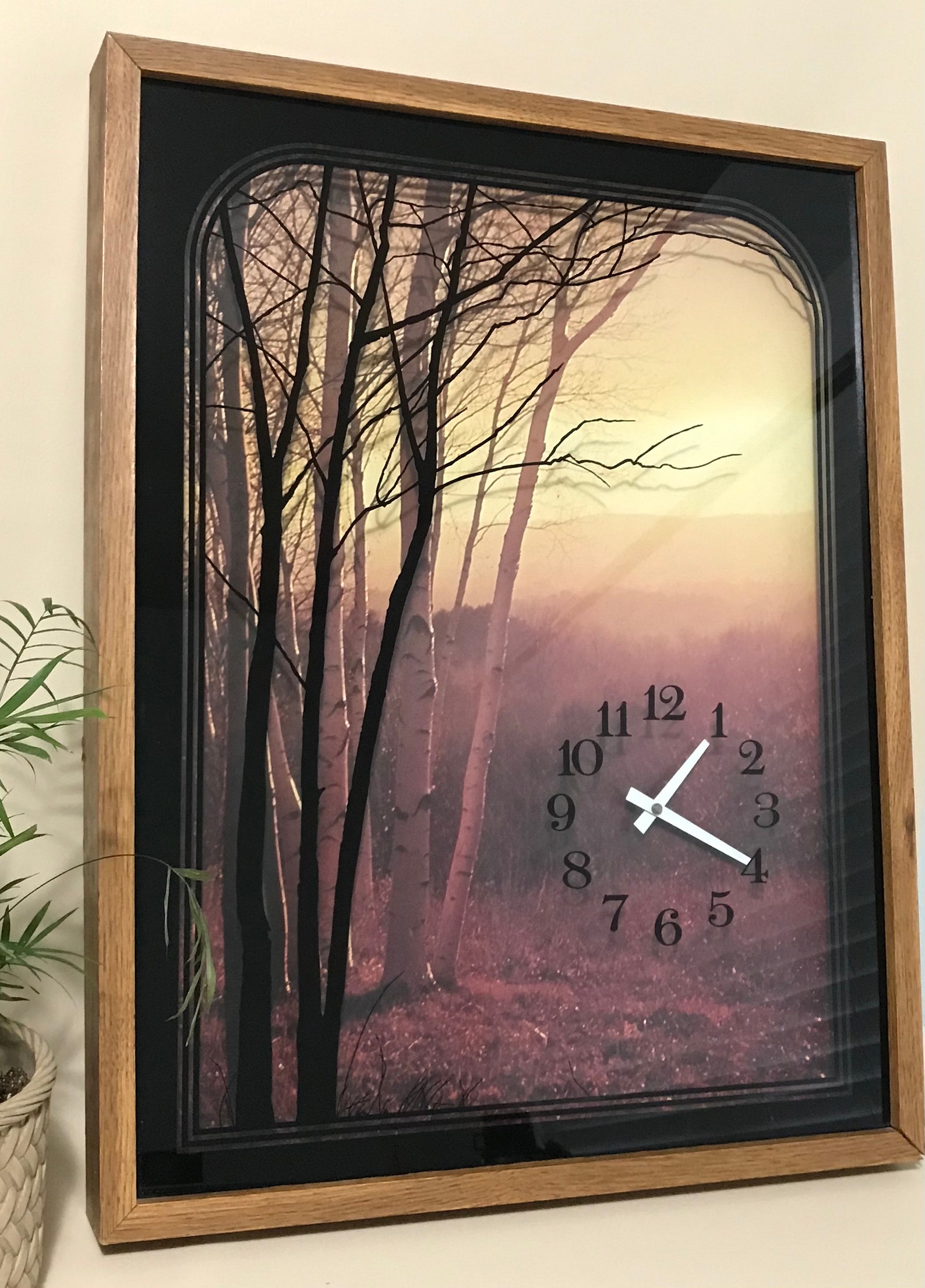 Shadow Box Clock Vintage 1970s Aspen Trees Misty Morning | Etsy