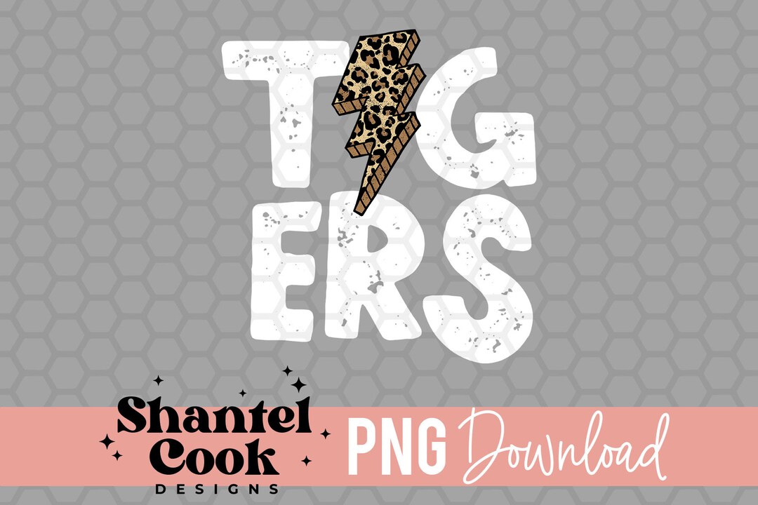 White Tigers Lightning Bolt Digital Download PNG, Design for ...