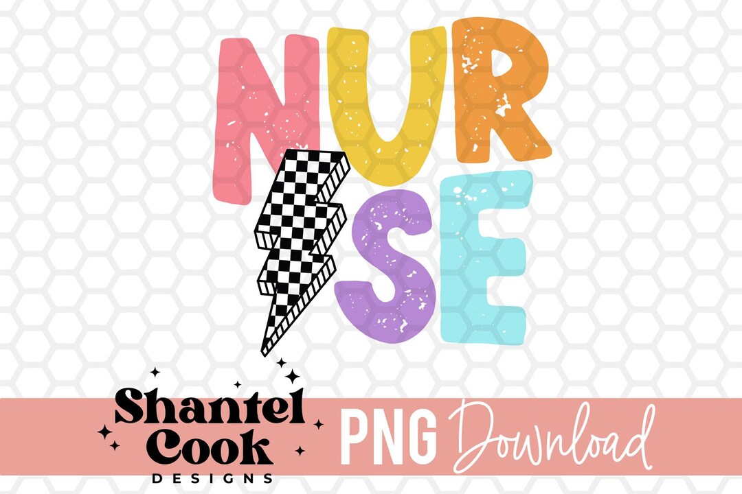 Pastel Nurse RN Lightning Bolt Digital Download PNG, Design for ...