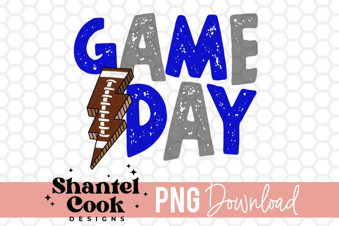 Game Day Football Blue & Gray Digital Download PNG, Design for ...