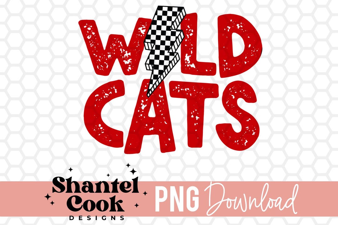 Red Wildcats Lightning Bolt Digital Download PNG, Design for ...
