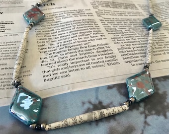 Upcycled Newspaper Bead Necklace Newspaper Jewelry Paper - Etsy