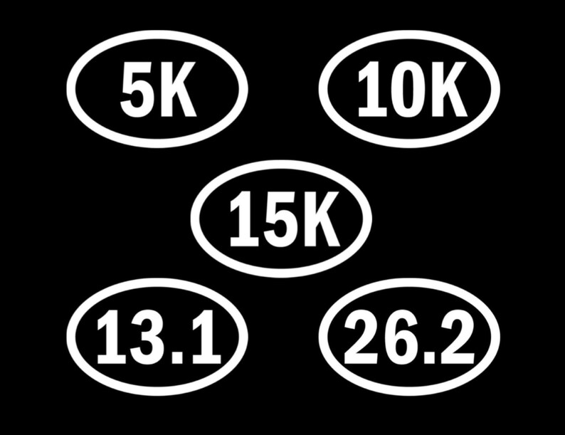 5K 10K 15K 13.1 26.2 50K 100K Race Distance Vinyl Decals | Etsy
