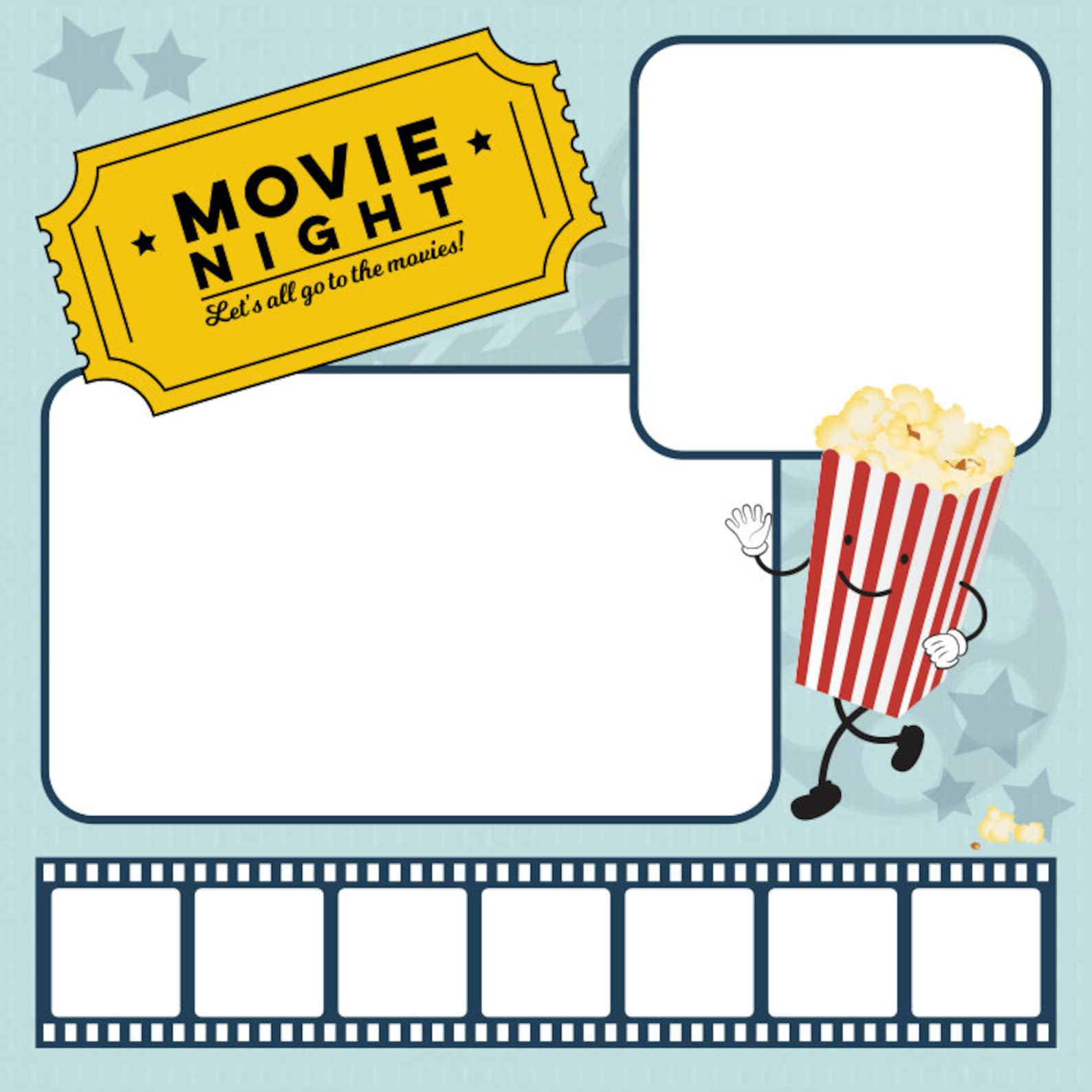 Movie Night Digital Scrapbook Templates: Digital or Printable Scrapbook ...