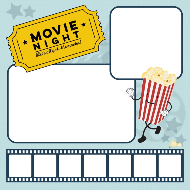 Movie Night Digital Scrapbook Templates: Digital or Printable Scrapbook ...