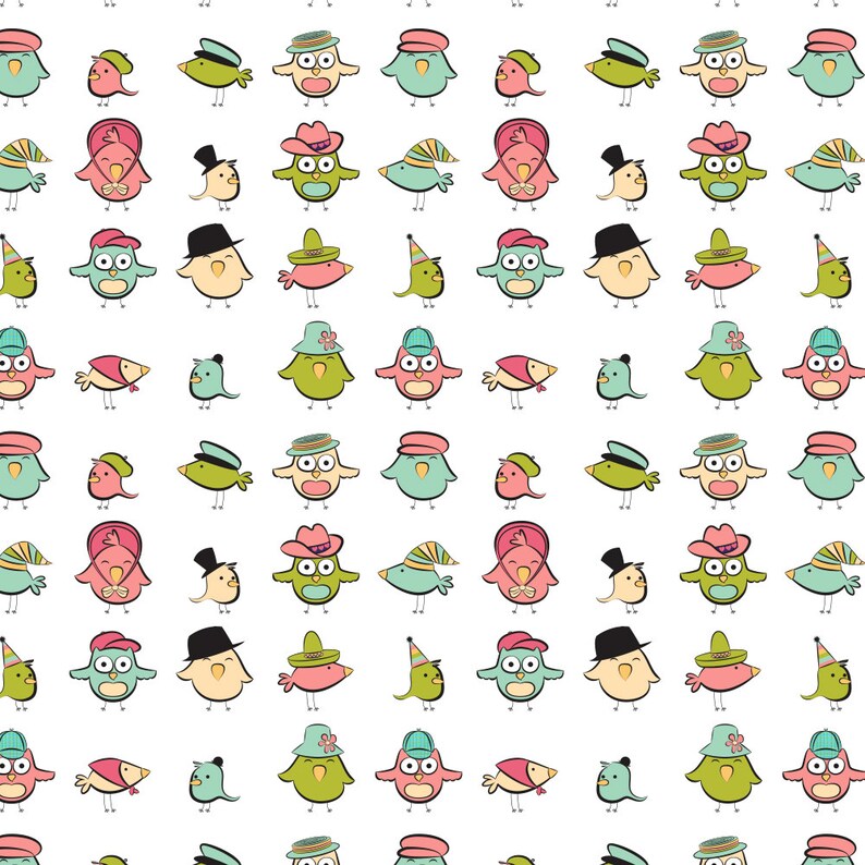 Birds in Hats Paper Pack: Digital or Printable for Scrapbooks, Party ...
