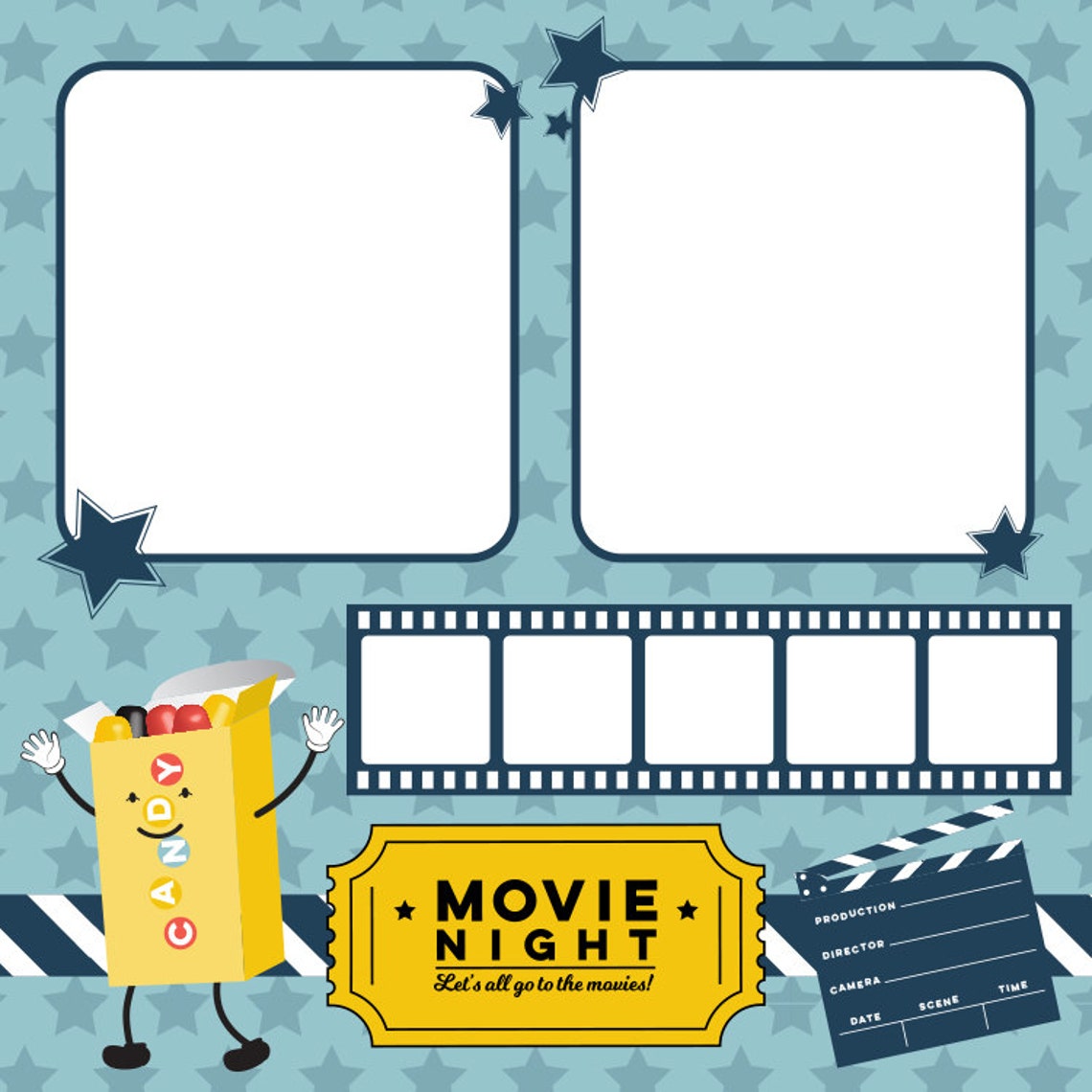 Movie Night Digital Scrapbook Templates: Digital or Printable Scrapbook ...