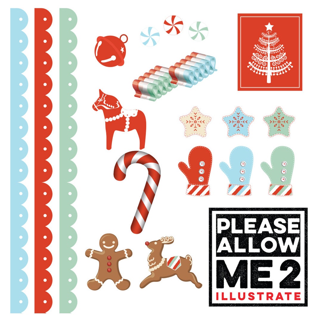 Gingerbread Christmas Clip Art: Digital or Printable for Scrapbooks ...