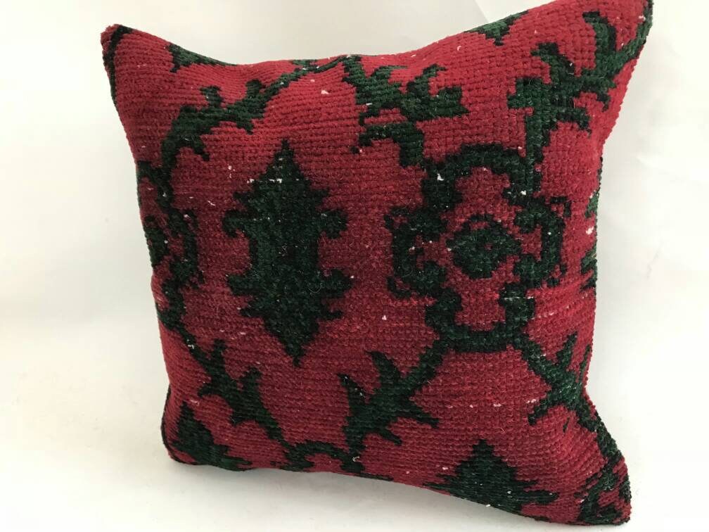 Vintage Pillow Cover, Handmade Decorative Turkish Vintage Wool Kilim ...