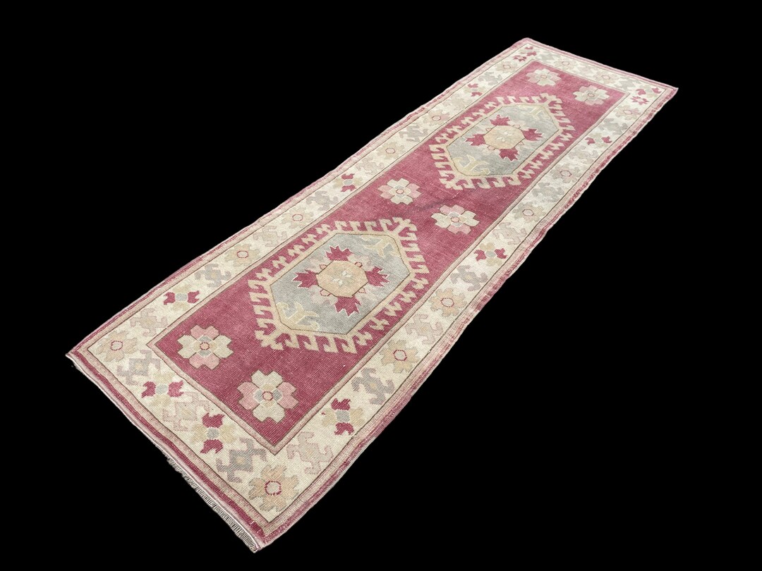 3x8 Handmade Decorative Turkish Vintage Wool Runner Rug, Hallway Carpet ...