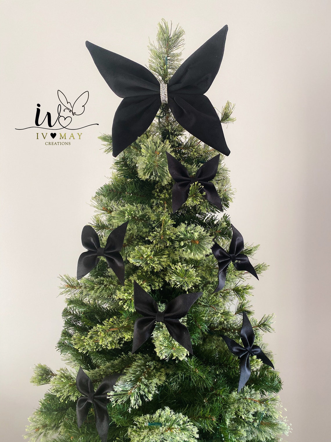 Black Velvet Christmas Tree Bows Christmas Tree Butterflies Etsy