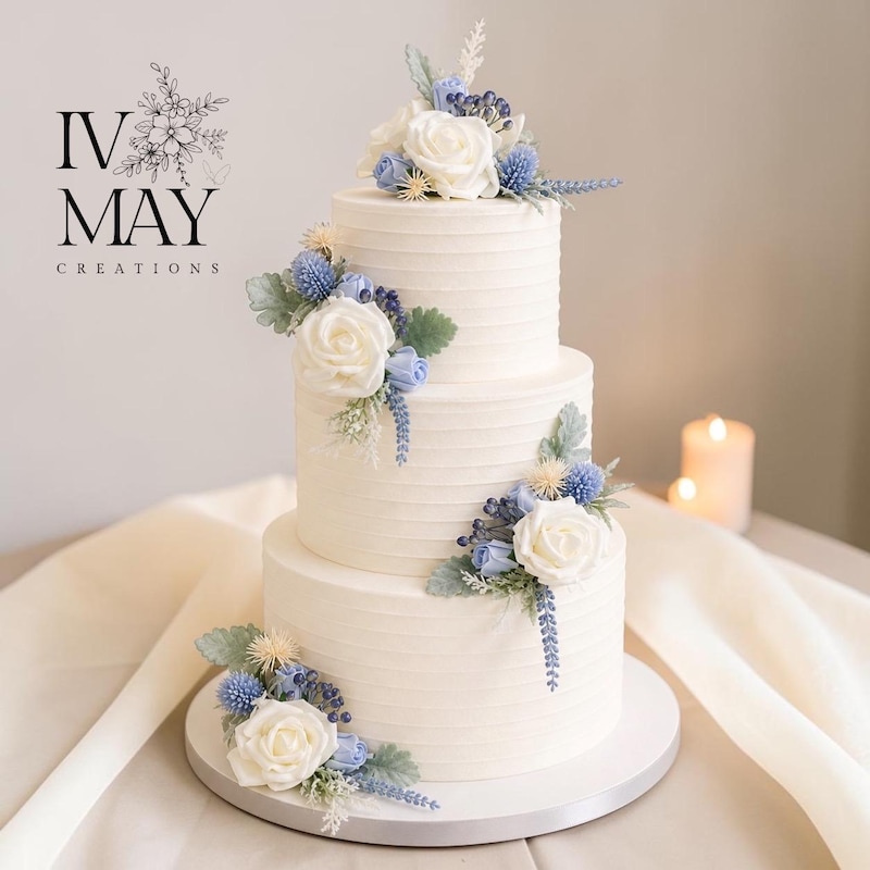 Blue Cake Flowers - Etsy UK