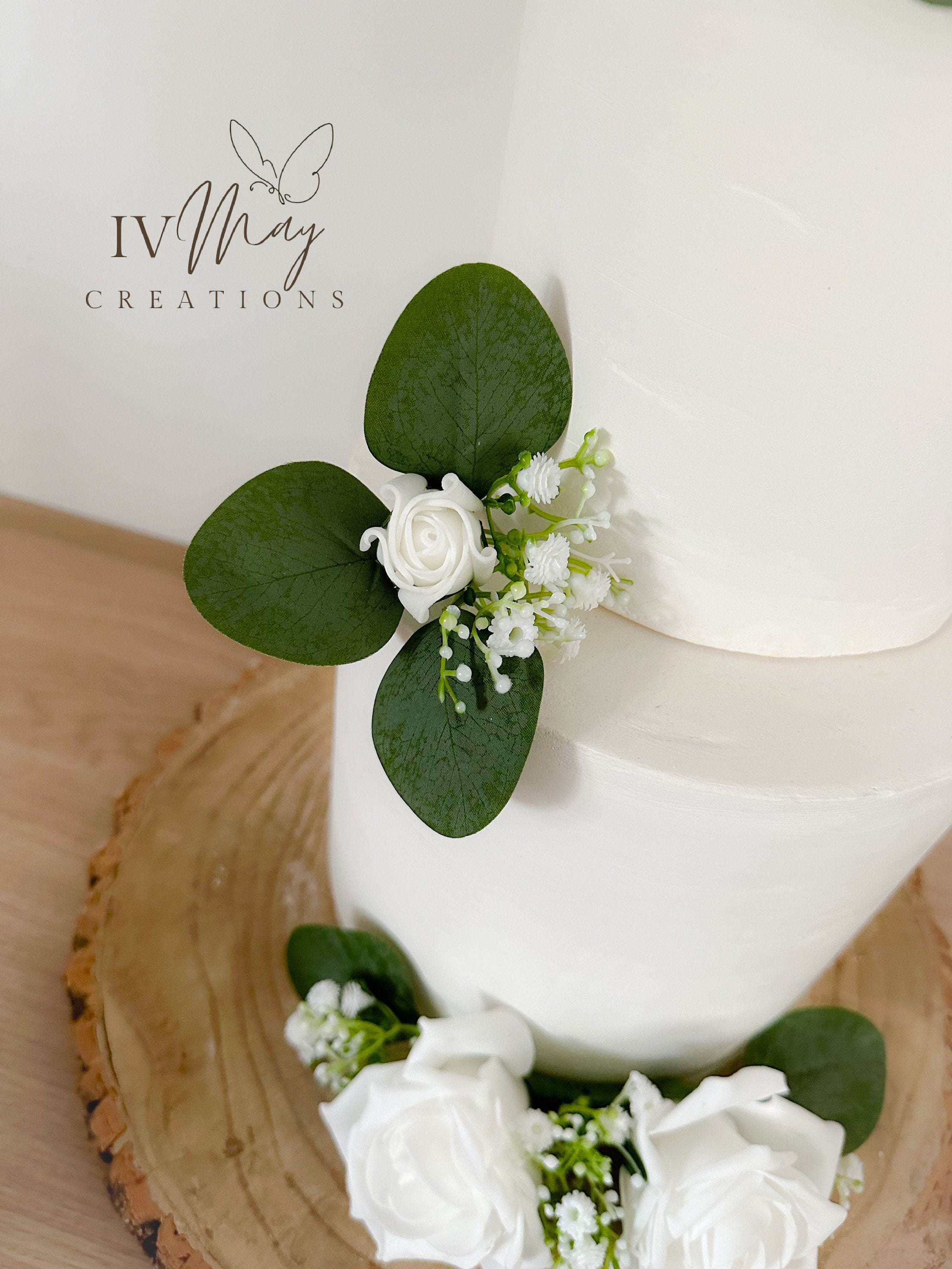 FULL SET Gypsophila and Eucalyptus Leaf Cake Topper Wedding - Etsy UK