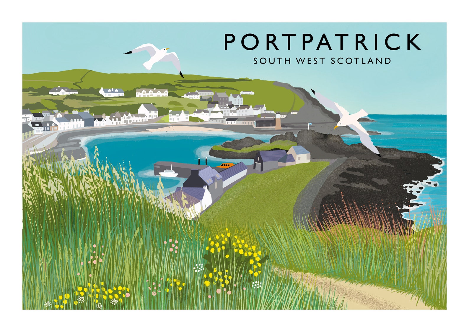 Portpatrick Travel Poster Scottish Landscape Seaside Print - Etsy UK