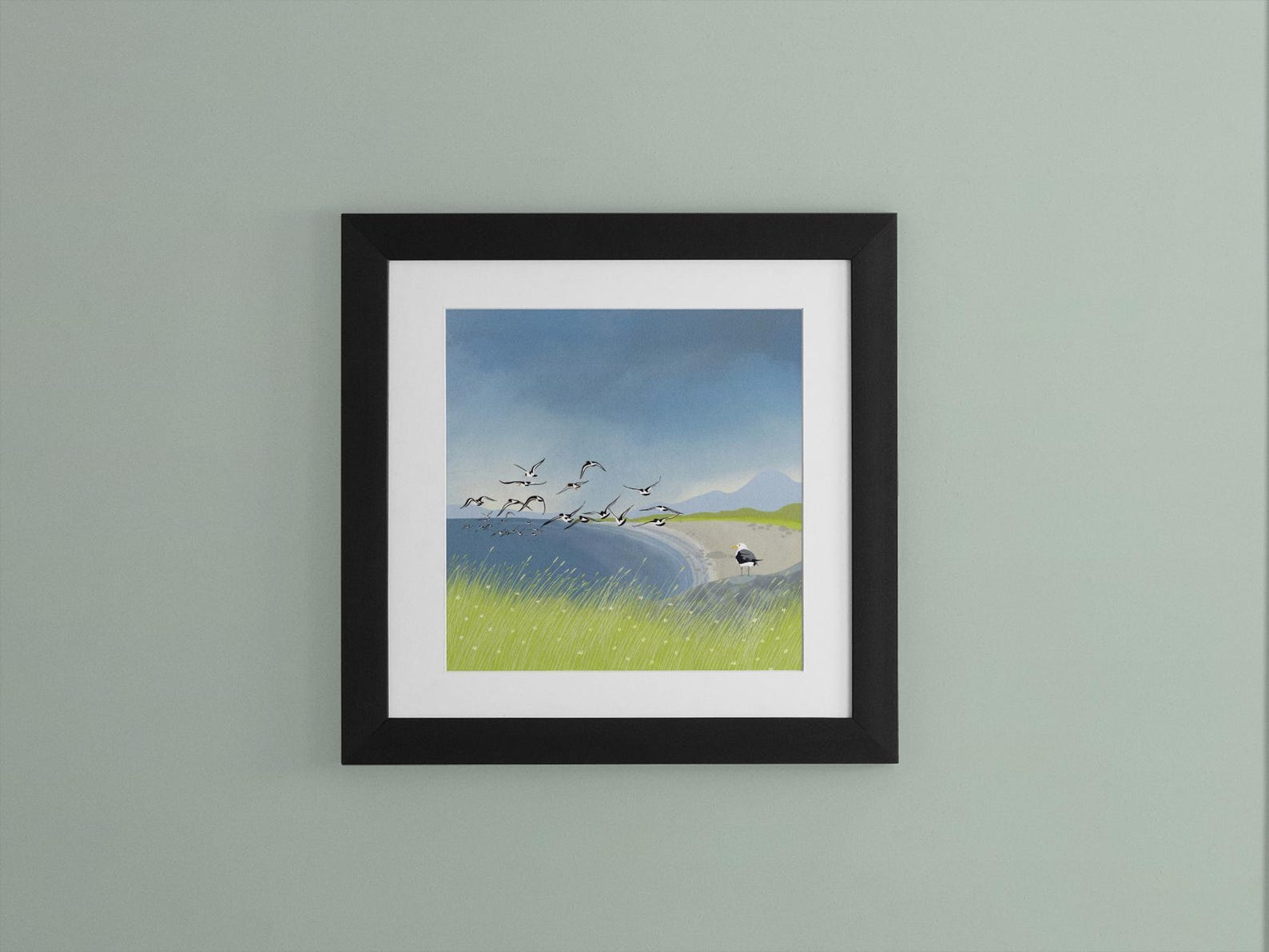 Oyster Catchers Scottish Beach Art Print by Caroline Smith - Etsy