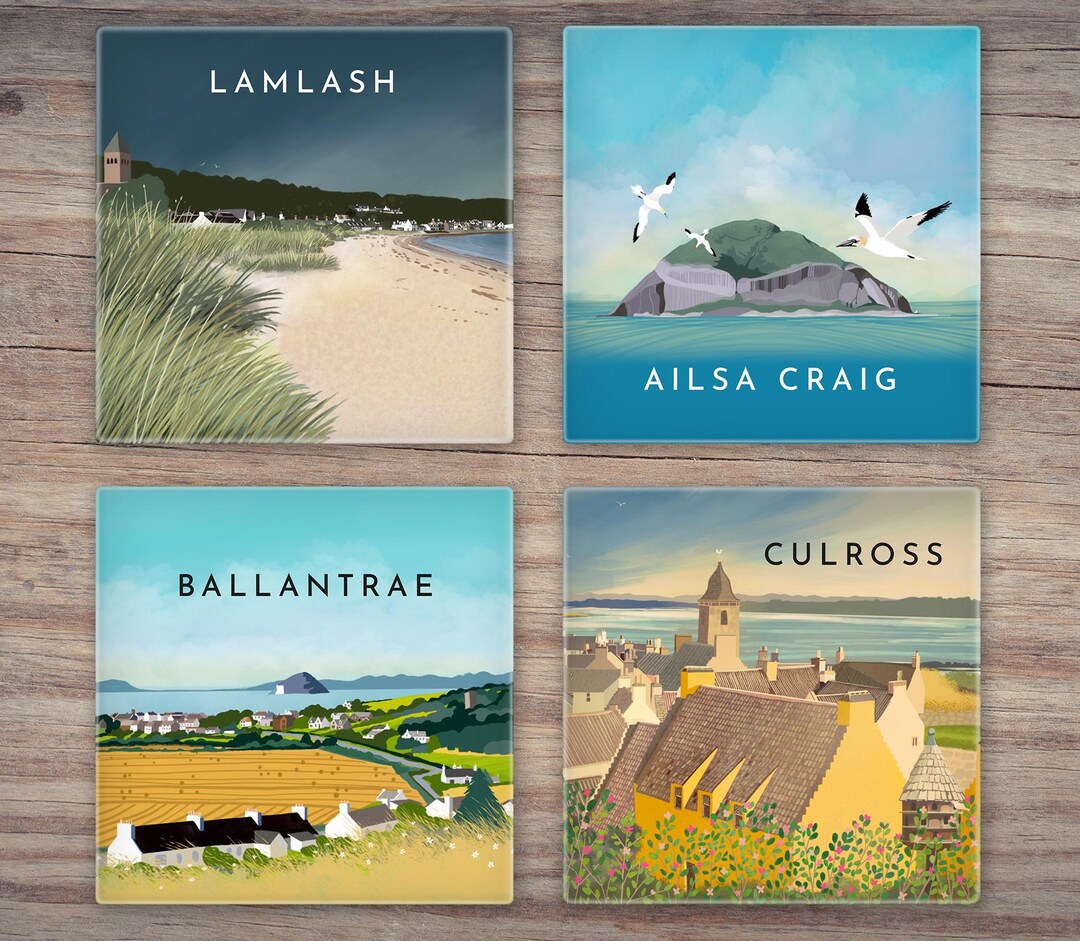 Glass Coasters Choose Any 4 Scottish Travel Poster Designs. Gift From ...