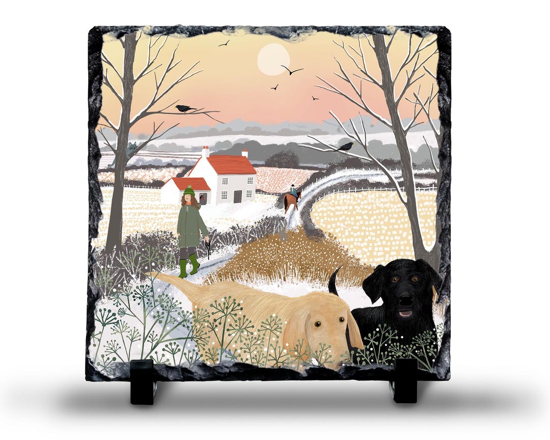 Slate Art With Dogs. Natural Slate Printed With Original Artwork 'best ...