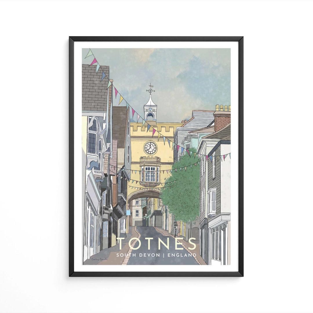 Totnes, South Devon, English Travel Poster, Framed or Unframed - Etsy