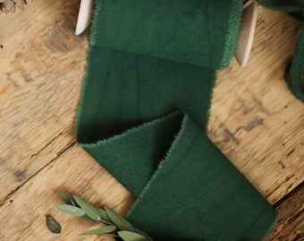 Greenery ribbon 2 Hand dyed Cotton bridal bouquet green | Etsy