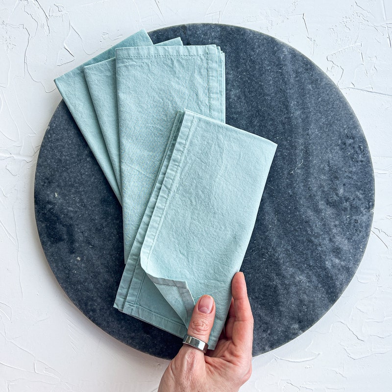 Thick Linen Green Napkins - Etsy