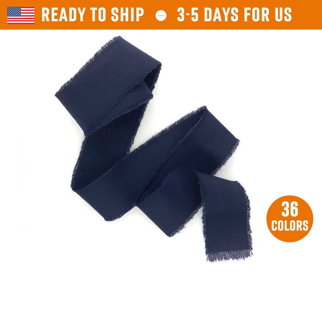 Navy Blue Ribbon 1 Hand Dyed Cotton Bridal Bouquet Navy Ribbon, Wedding ...