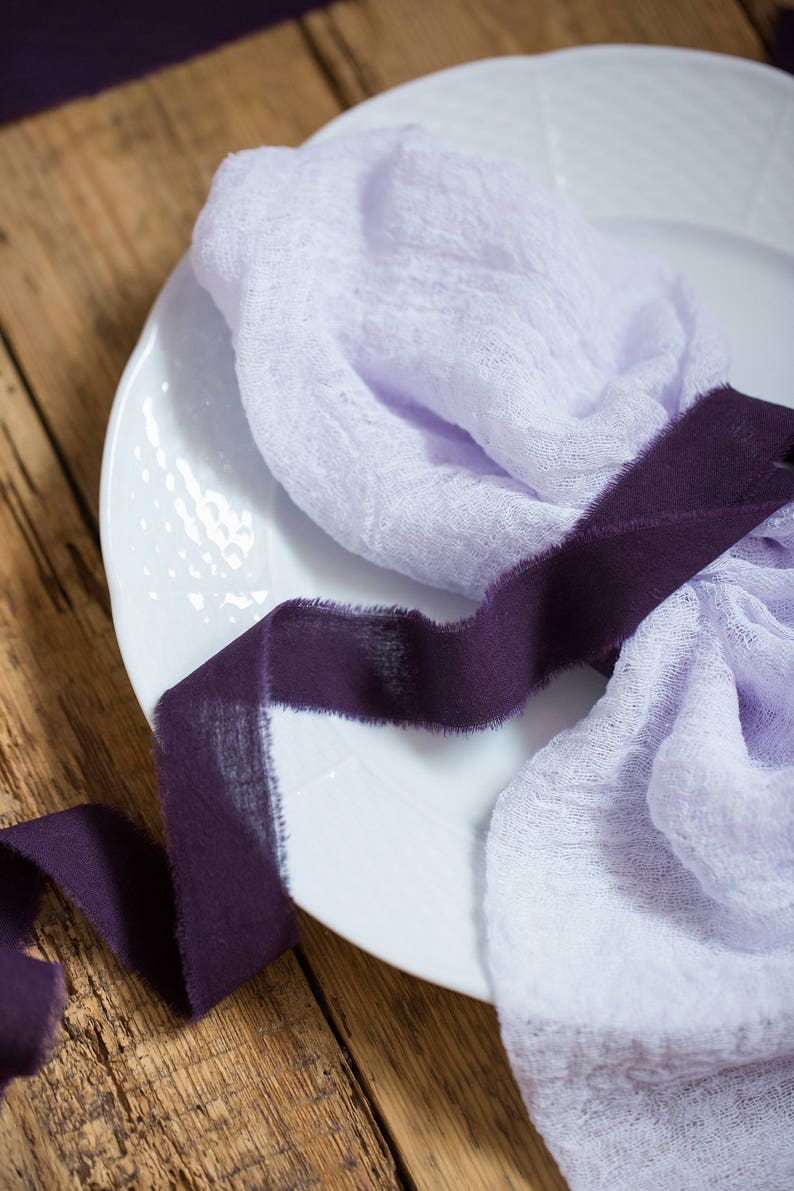 Plum Ribbon 3 Hand Dyed Cotton Bridal Bouquet Dark - Etsy