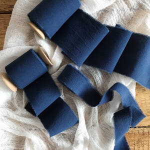 Navy Blue Ribbon 2 Hand Dyed Ribbon, Navy Cotton Ribbon, Bridal Bouquet ...