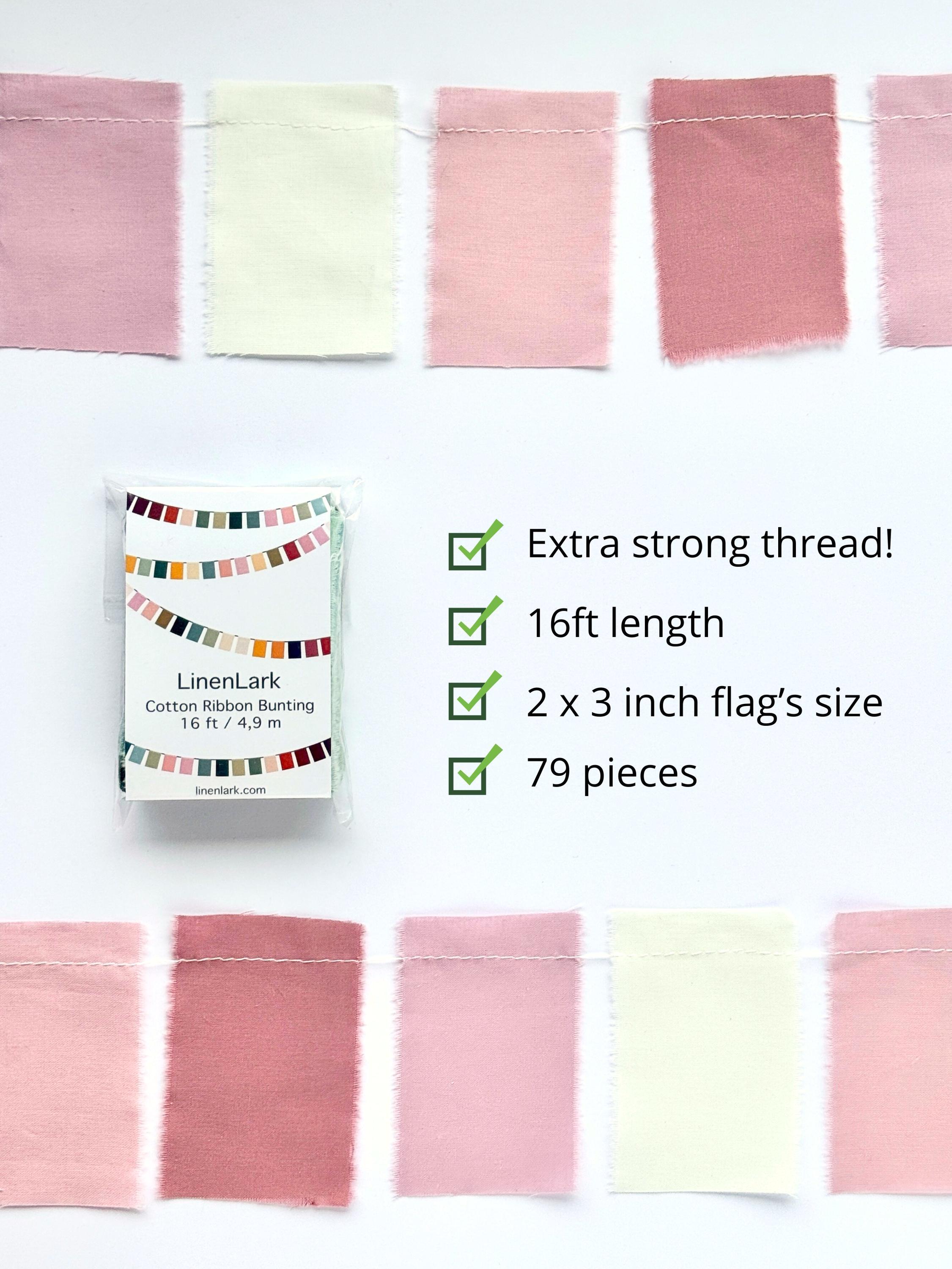 Pink Cotton Fabric Bunting: 16ft Blush Garland, Hand-dyed Flags Banner ...
