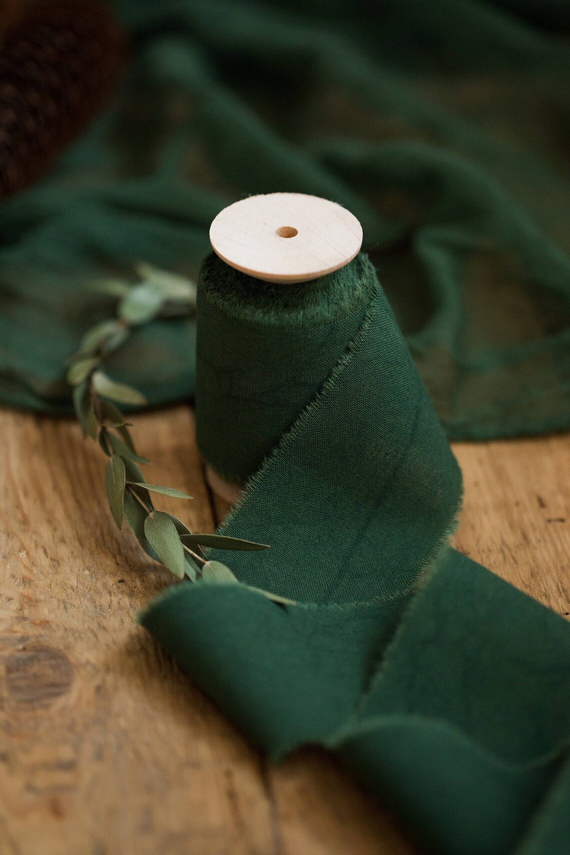 Dark Green Ribbon 2 Cotton Bridal Bouquet Fall Wedding - Etsy