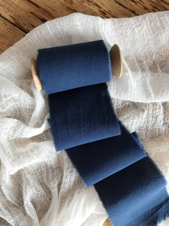 Navy Blue Ribbon 3 Hand Dyed Ribbon Navy Cotton Ribbon - Etsy