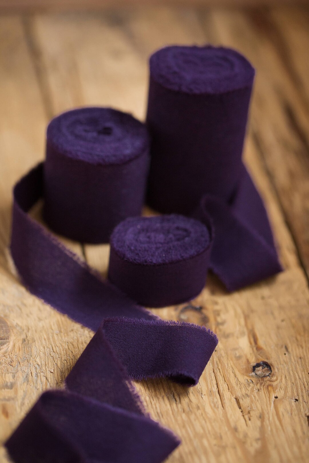 Plum Ribbon 3 Hand Dyed Cotton Bridal Bouquet Dark Violet Ribbon ...