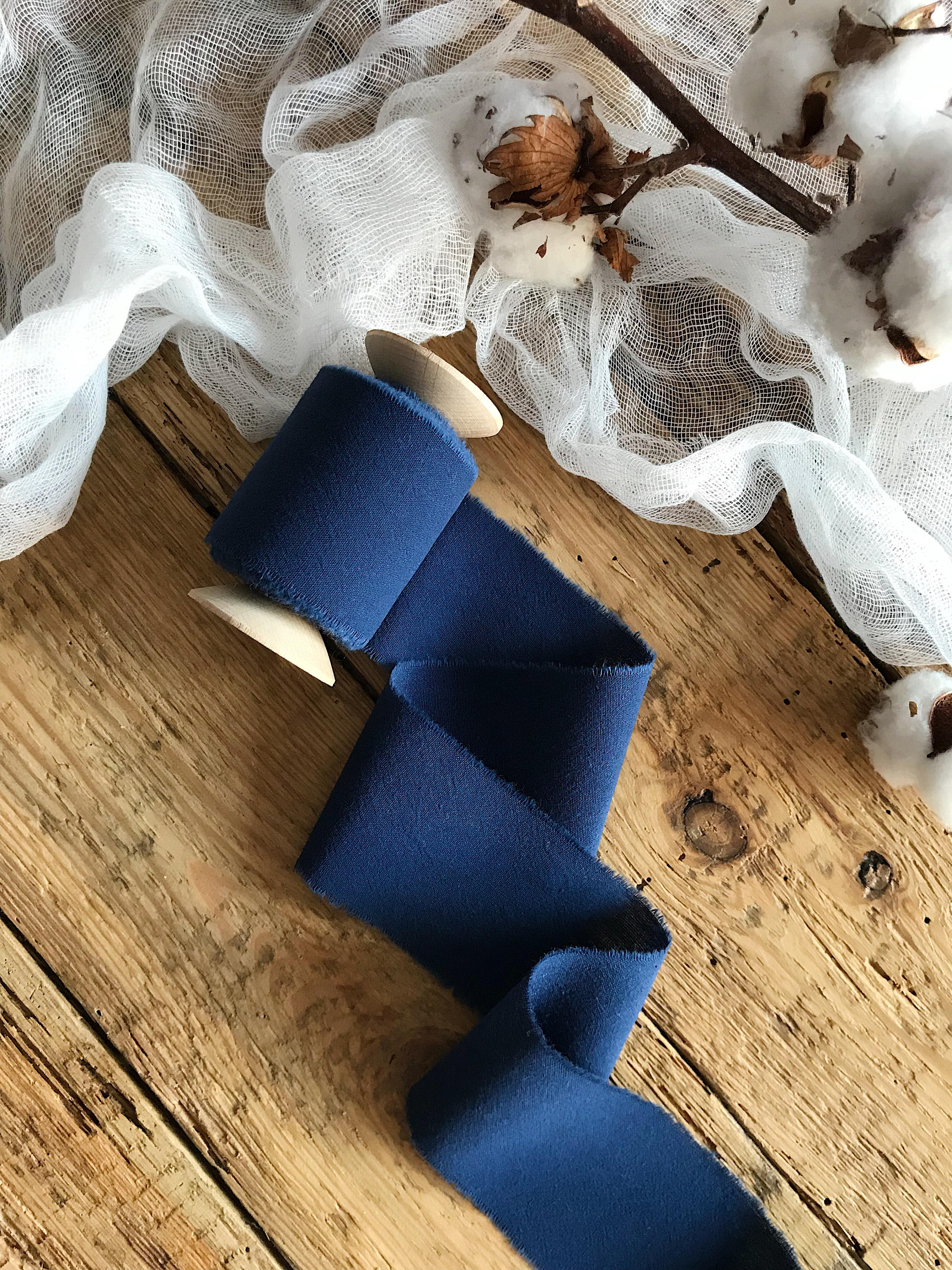 Navy Blue Ribbon 3 Hand Dyed Ribbon Navy Cotton Ribbon - Etsy
