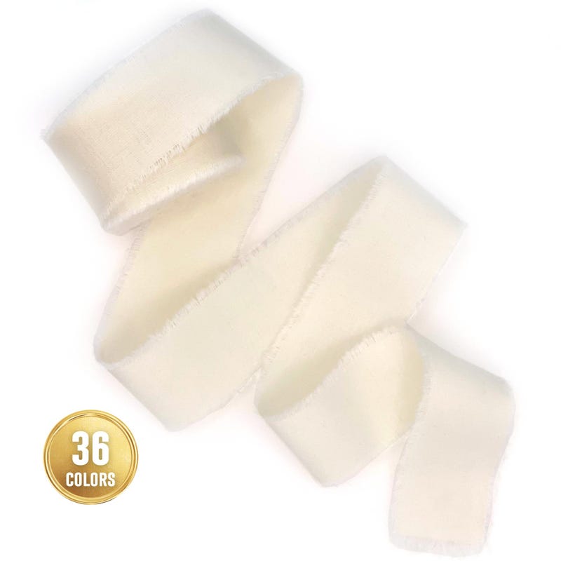 Ivory Frayed Edge Ribbon - Etsy
