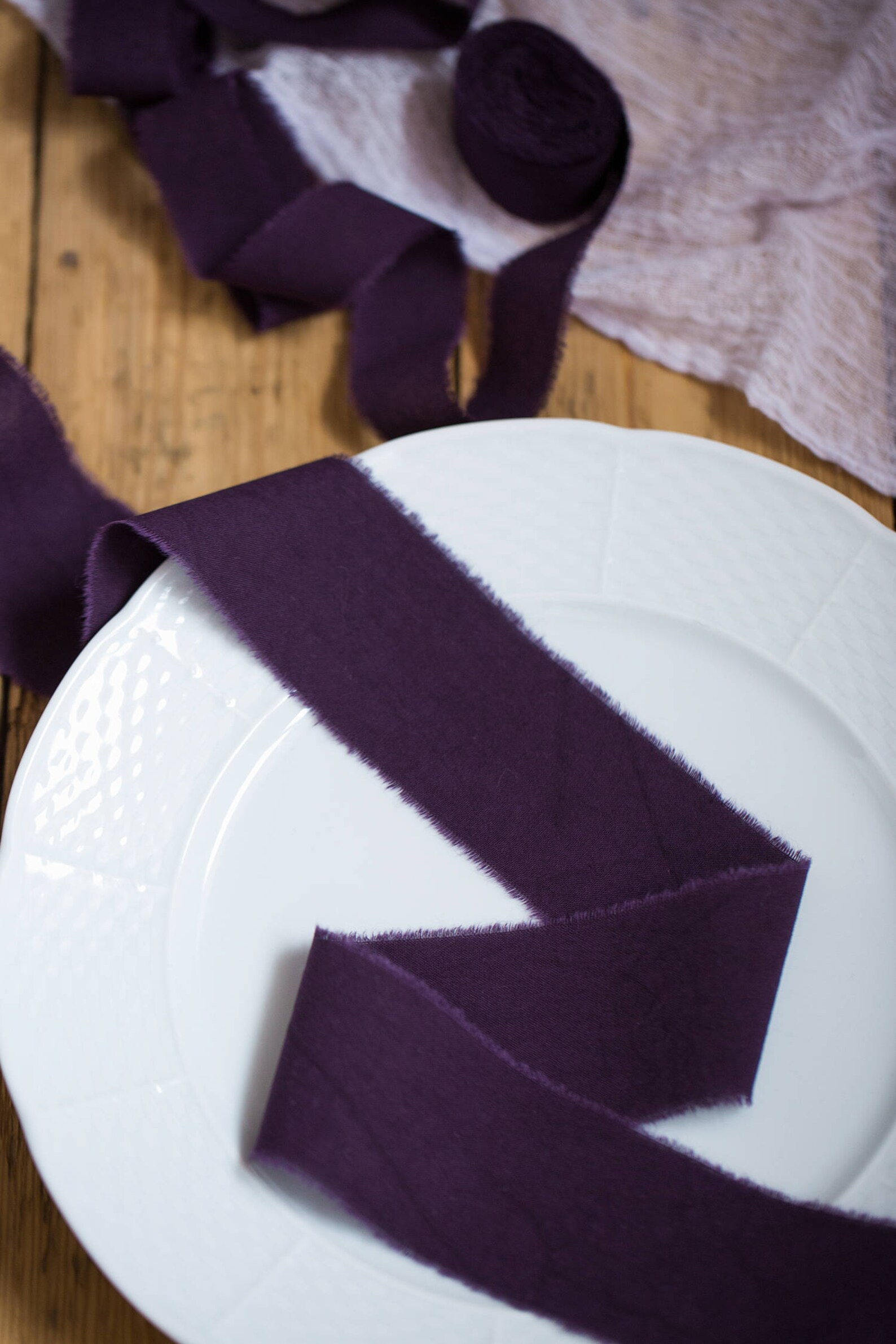 Plum Ribbon 3 Hand Dyed Cotton Bridal Bouquet Dark - Etsy