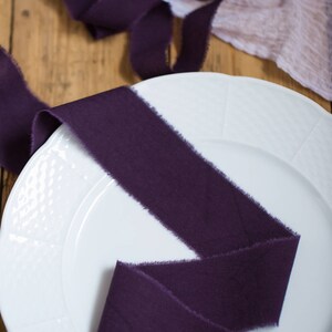 Plum Ribbon 3 Hand Dyed Cotton Bridal Bouquet Dark Violet Ribbon ...