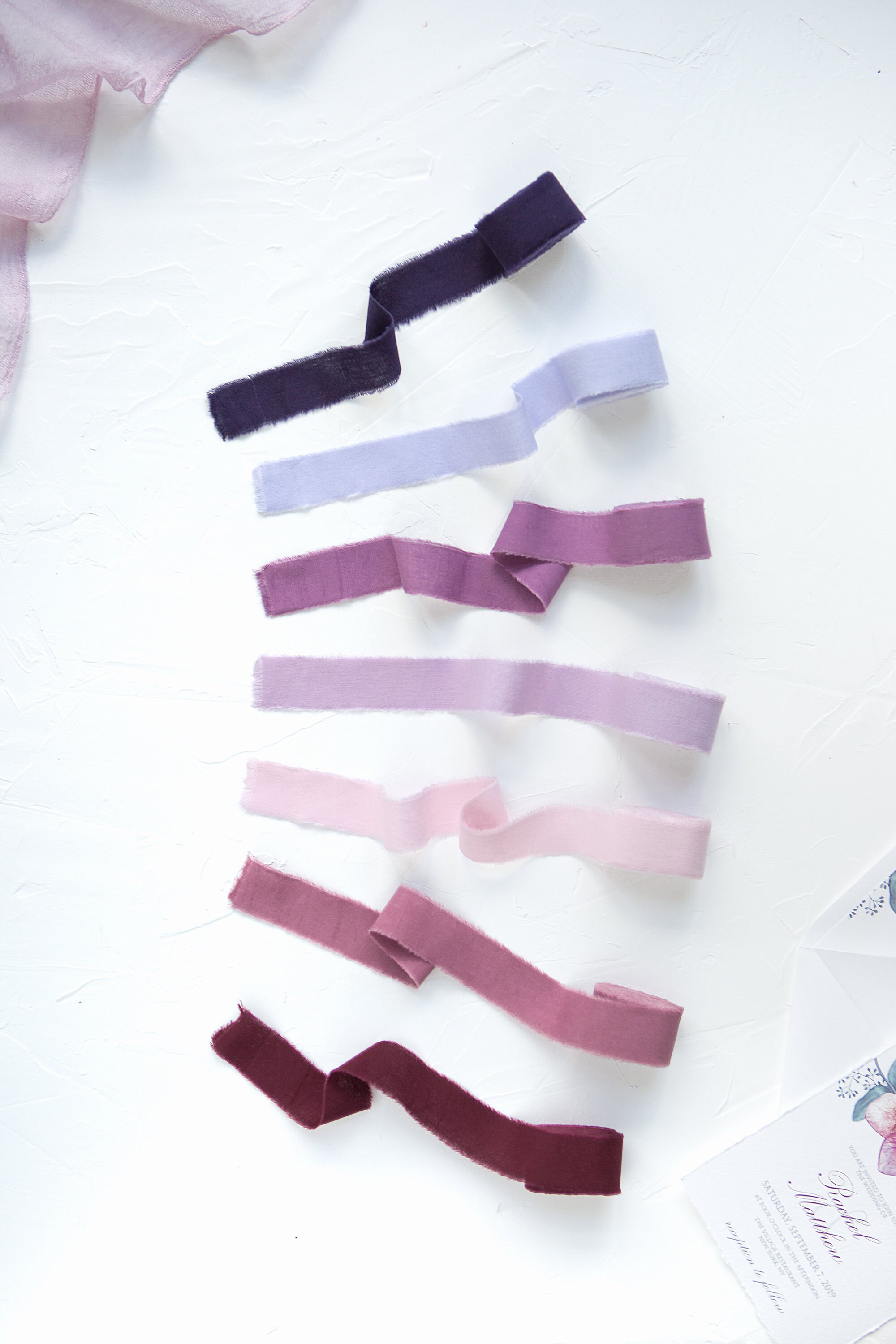 Plum ribbon 3 Hand dyed Cotton bridal bouquet dark | Etsy