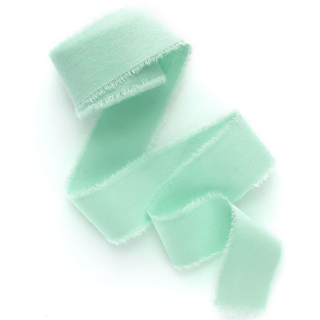Mint Green Hand-torn Ribbon: Frayed Edge Box Wrapping, Hand-dyed ...