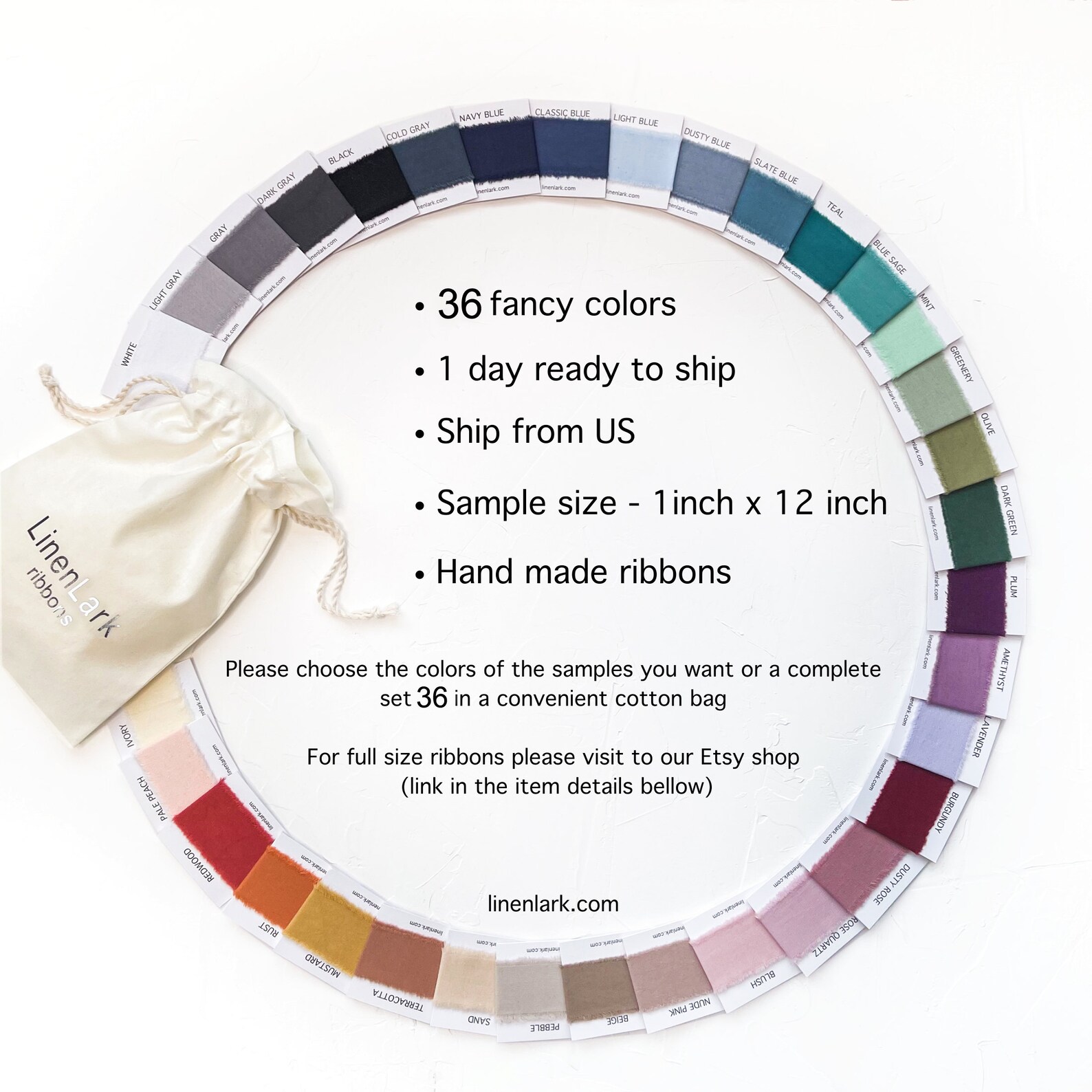 SAMPLES Ribbons 1 Inch X 12 Inch Hand Dyed Ribbons Wedding - Etsy