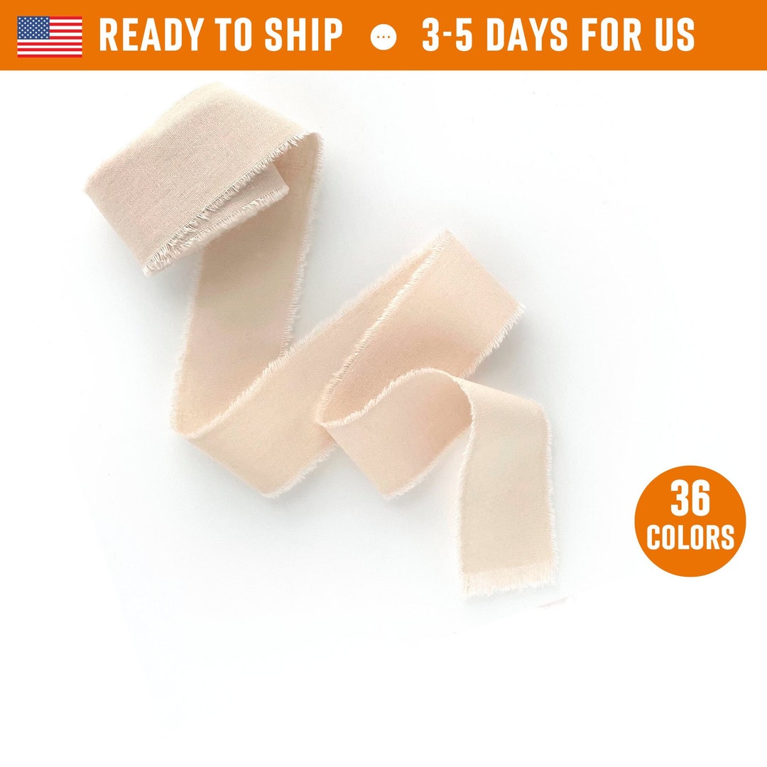 Sand Ribbon 1 Inch Hand Dyed Frayed Cotton Silk Wedding Invitation Tie ...