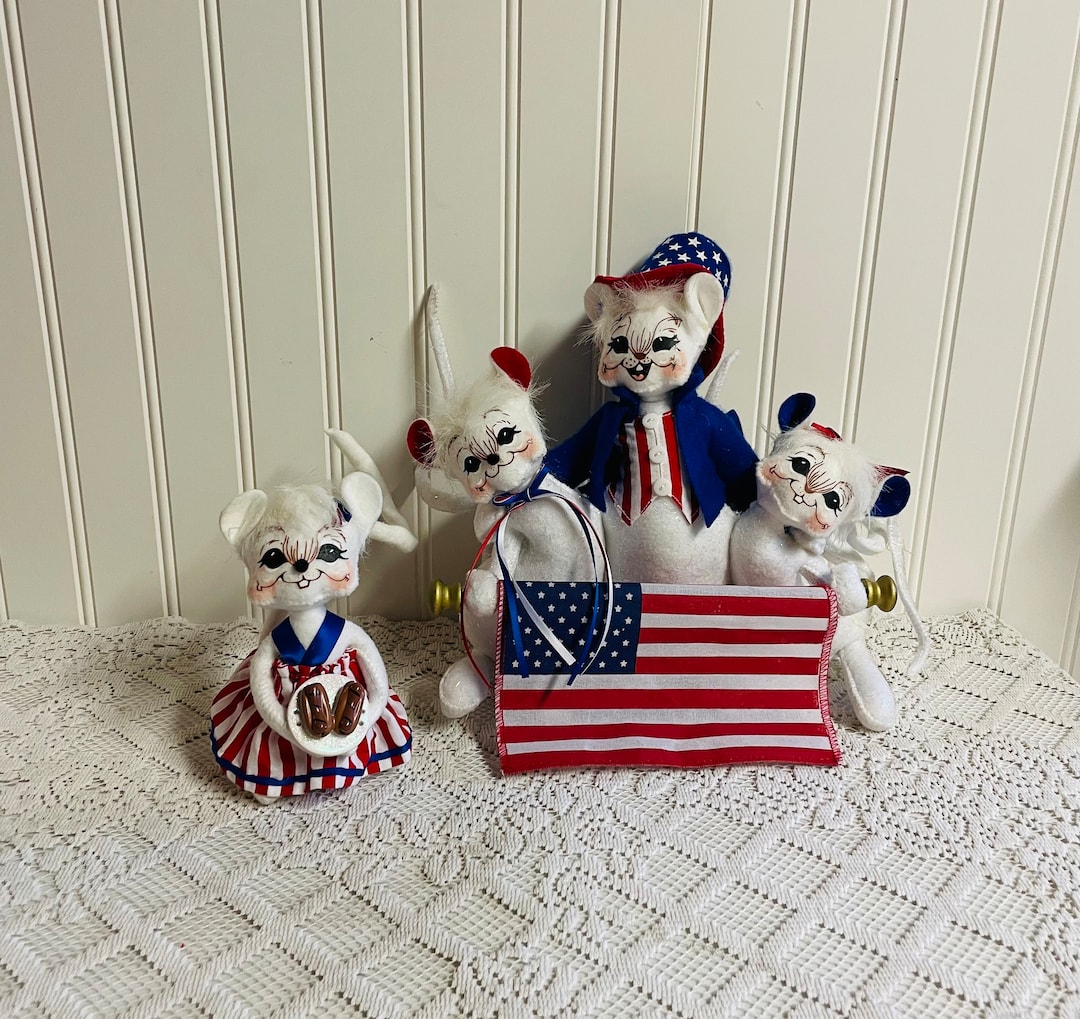 Annalee Patriotic 4th of July Mice Figurines 10 & 5.5 Tall - Etsy